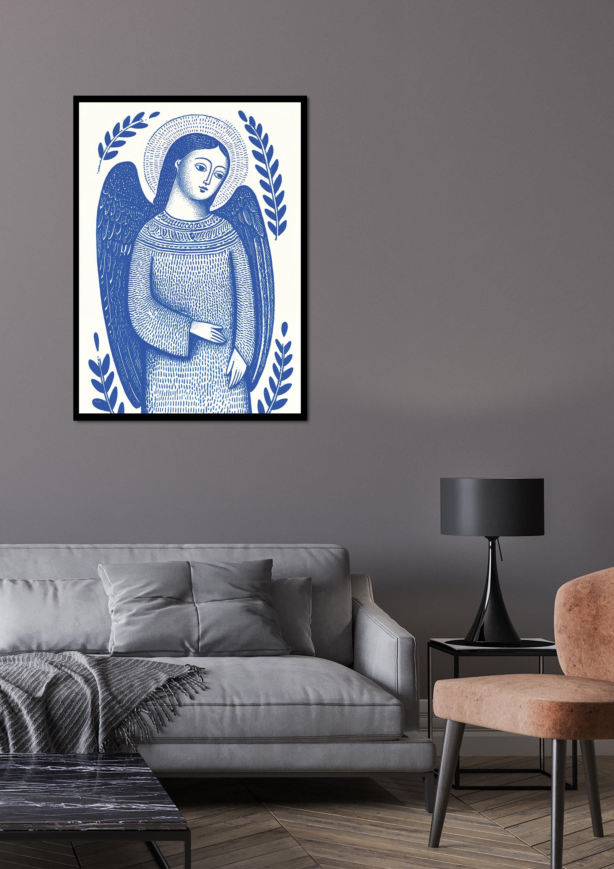 Blue Angel Printable Art – Religious Wall Decor, Spiritual Digital ...