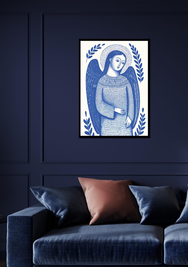 Blue Angel Printable Art – Religious Wall Decor, Spiritual Digital ...