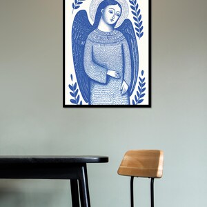 Blue Angel Printable Art – Religious Wall Decor, Spiritual Digital ...