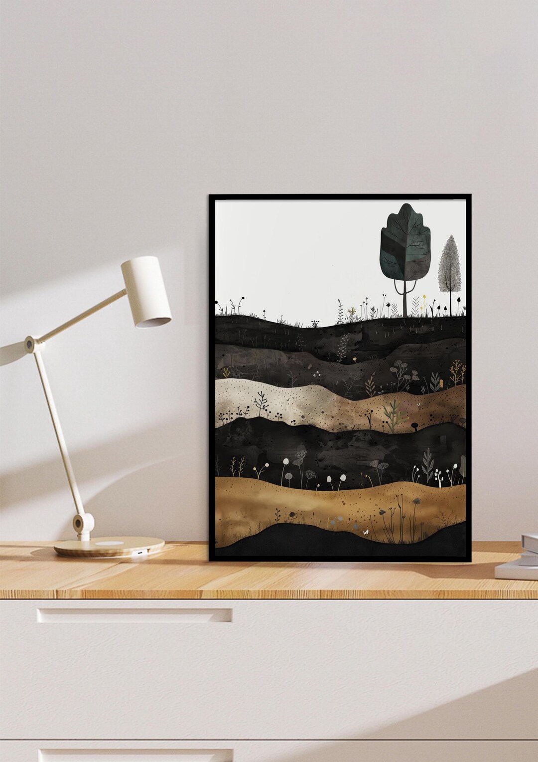 Minimalist Soil Profile and Plants Illustration: A Modern Art ...