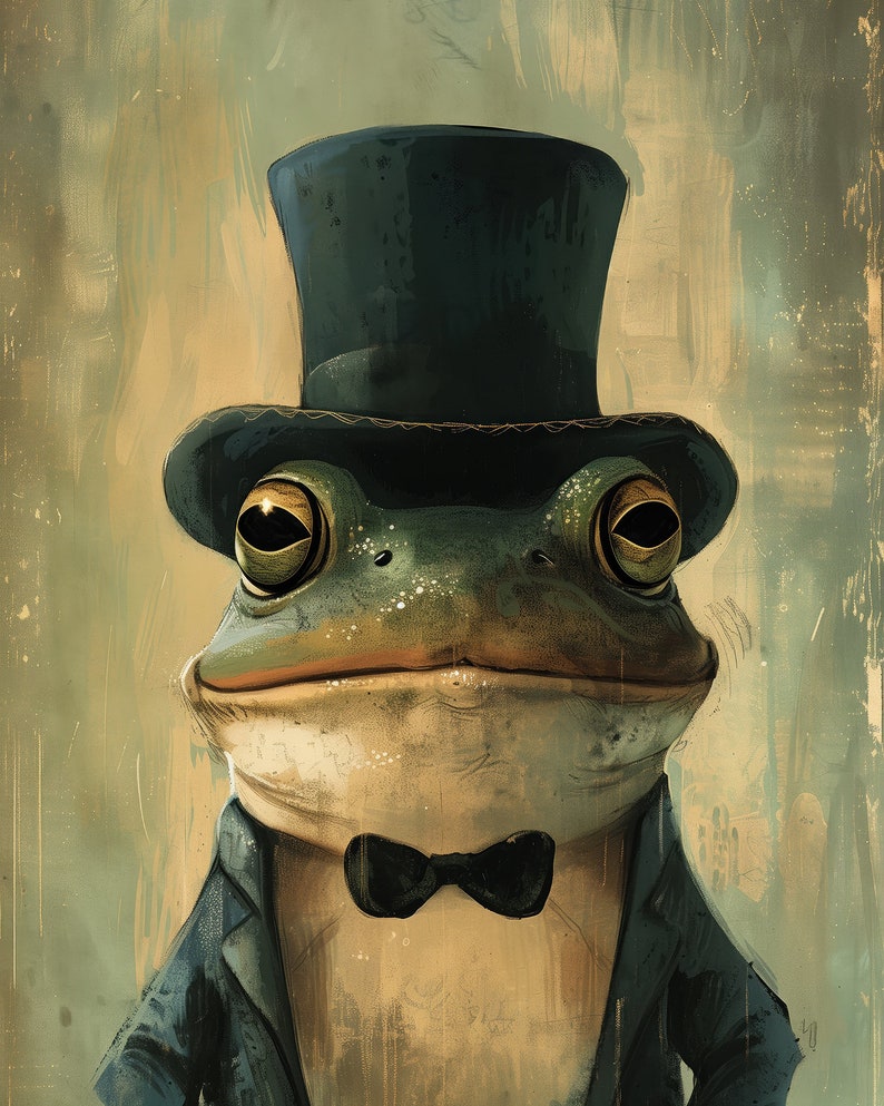 Anthropomorphic Frog in Top Hat and Tuxedo, Elegant Frog Art, Gentleman ...