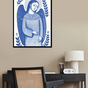 Blue Angel Printable Art – Religious Wall Decor, Spiritual Digital ...
