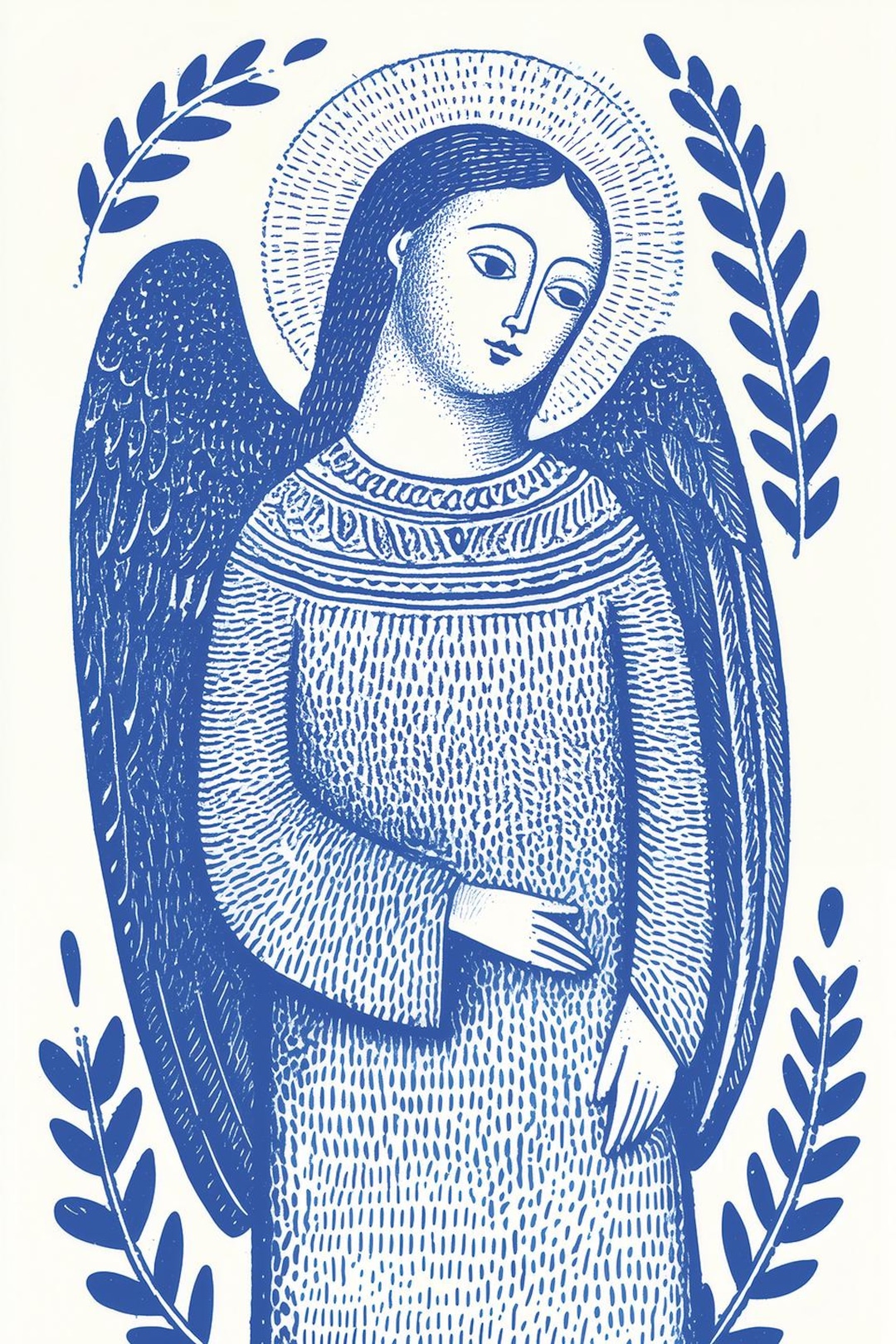 Blue Angel Printable Art – Religious Wall Decor, Spiritual Digital ...