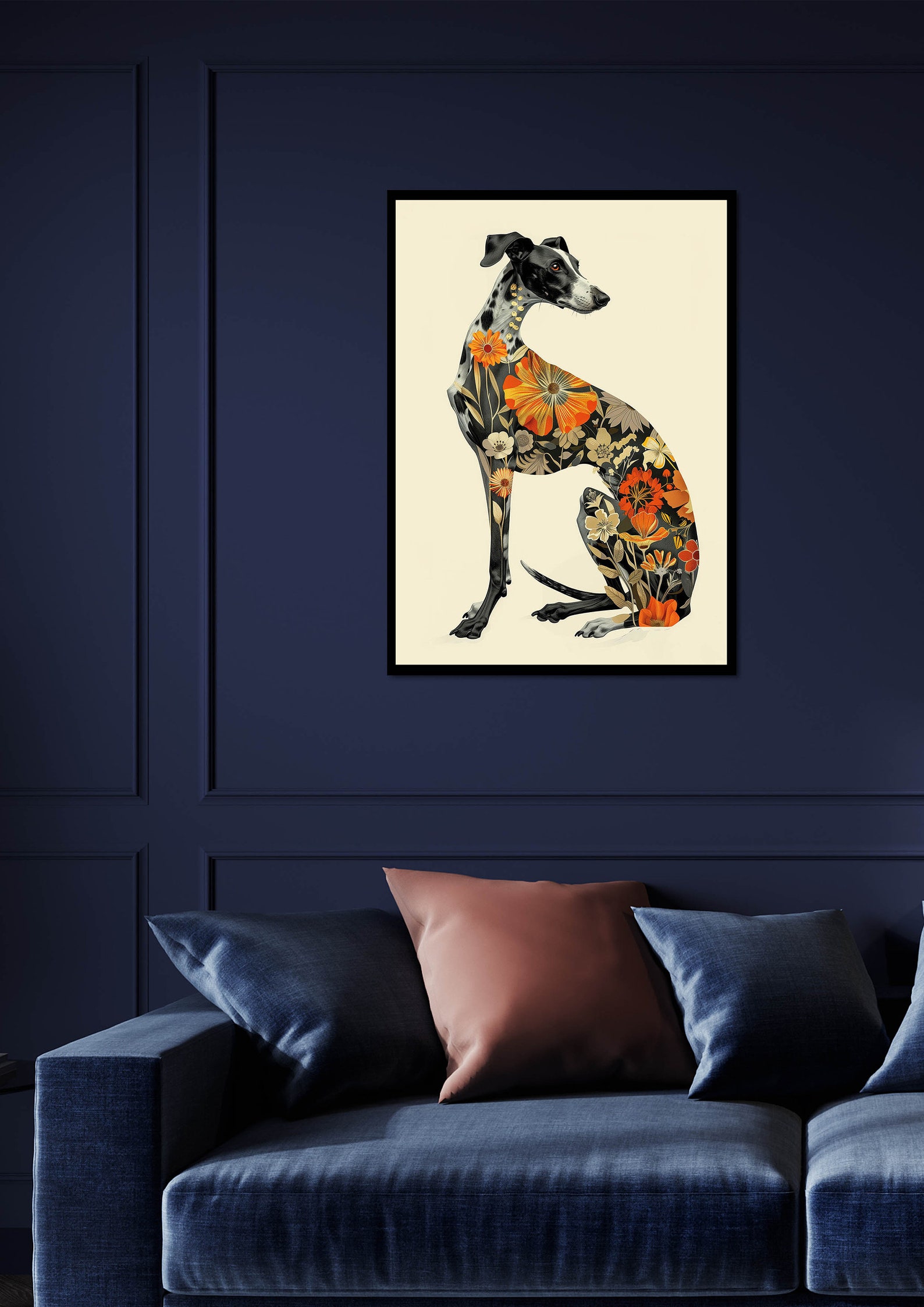 William Morris Greyhound, Floral Patterned Greyhound, Elegant Dog With ...