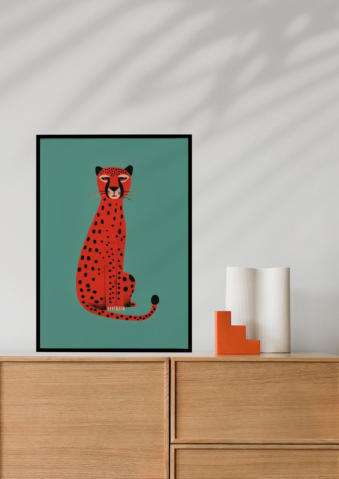 Orange Cheetah Print: Modern Teal Safari Animal Art (digital Download ...