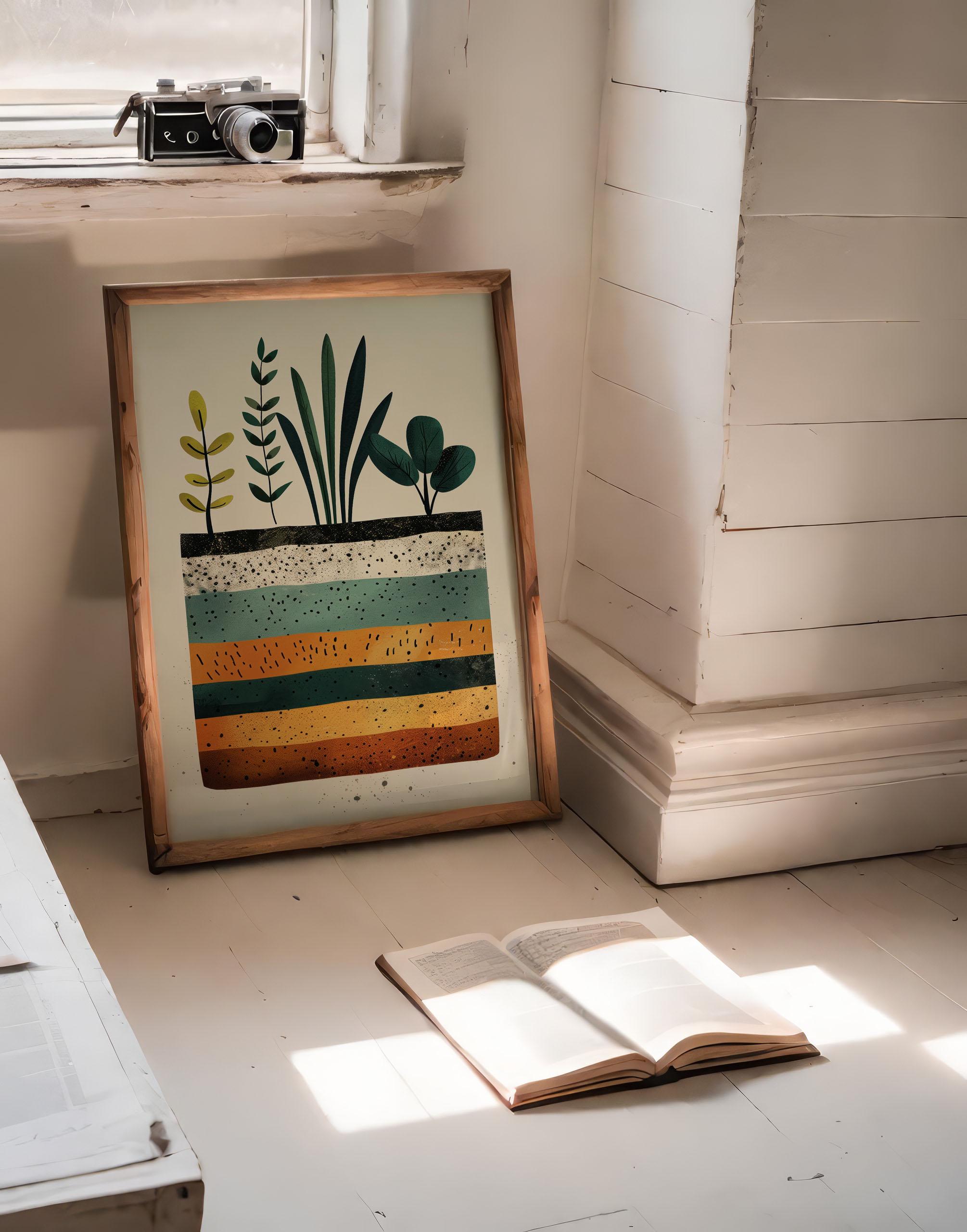 Minimalist Soil Profile and Plants Illustration: A Modern Art ...