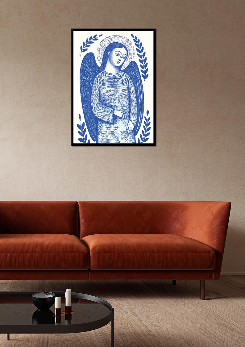 Blue Angel Printable Art – Religious Wall Decor, Spiritual Digital ...