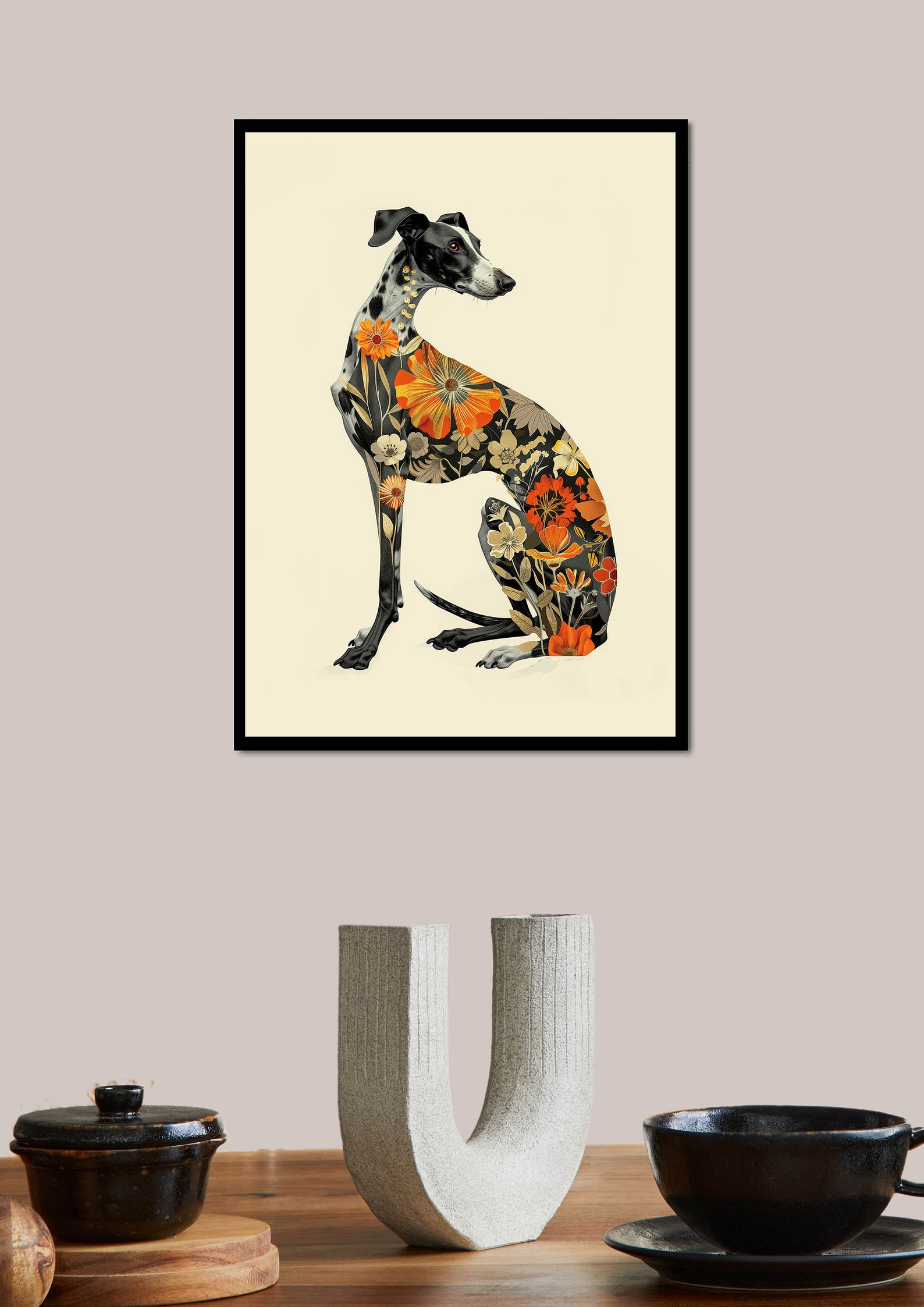William Morris Greyhound, Floral Patterned Greyhound, Elegant Dog With ...