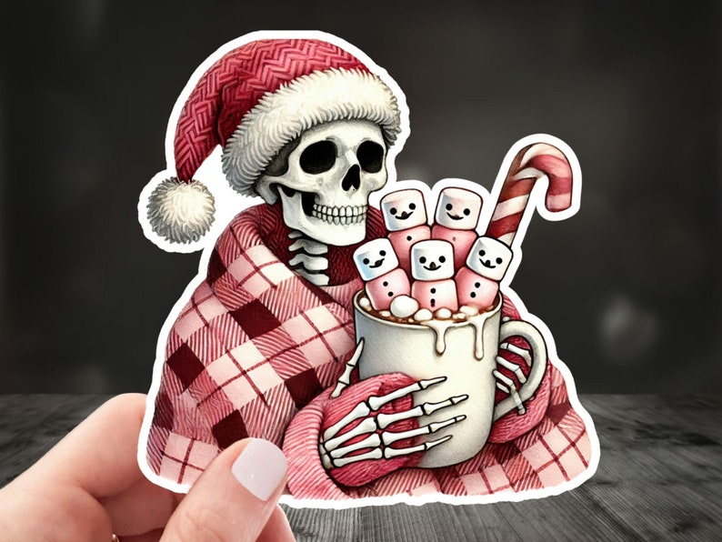 Christmas Skeleton Marshmallow Skeleton Christmas Plaid Stickers ...