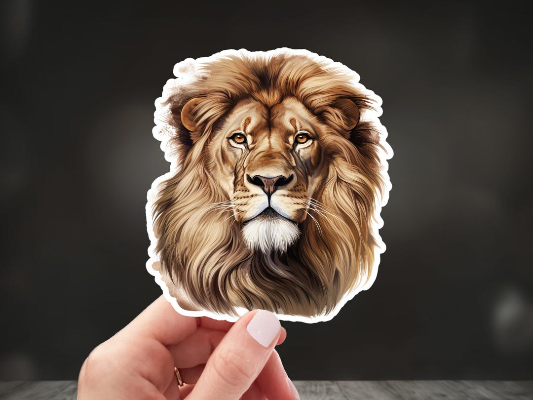 Lion Sticker Regal Lion Portrait Die-cut Vinyl Indoor Outdoor Water ...