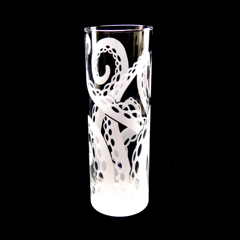 Octopus Tentacles Etched Glass Vase Custom Glassware - Etsy