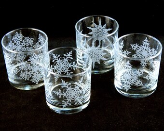 Snowflake Glassware | Etsy