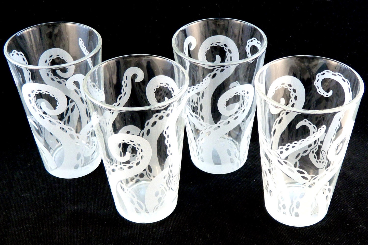 Octopus Etched Glass