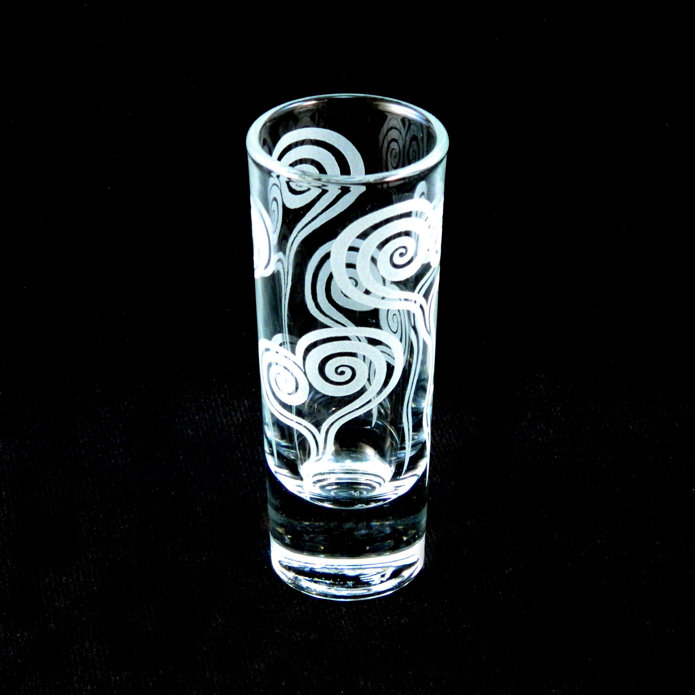 Spiral Hearts Shooter Glass - Etched Shot Glasses - Cordial - Aperitif ...
