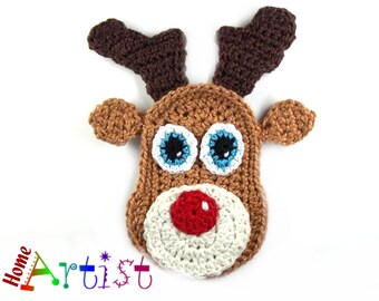 Reindeer Crochet Applique Customize With Free Color Choice | Etsy