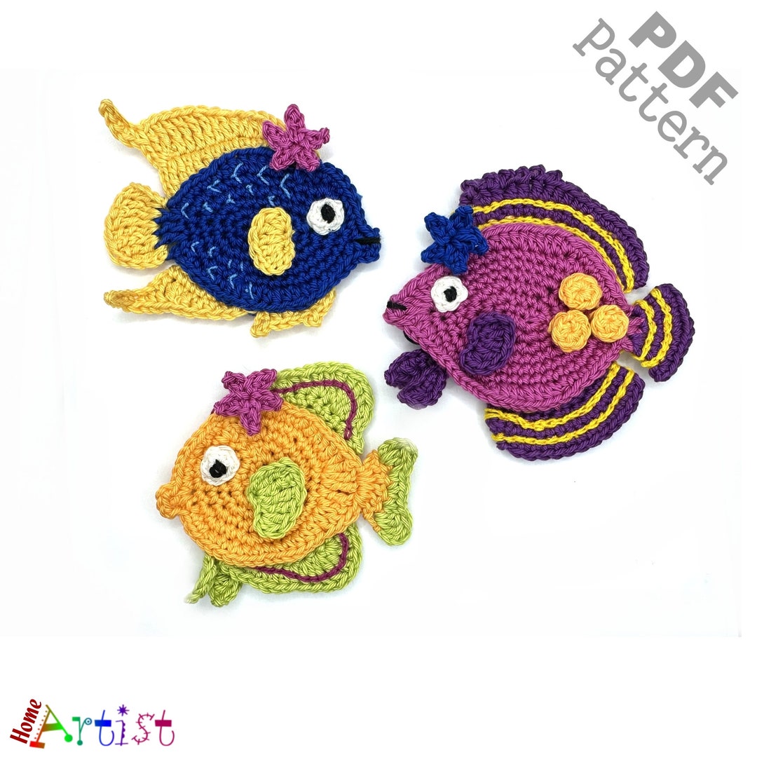 Crochet Pattern Fish Applique Patch US Version Instant PDF Download - Etsy