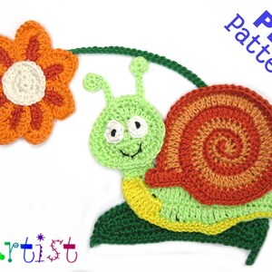 Crochet Pattern Instant PDF Download Snail Flower Crochet Applique Pattern Applique - Etsy