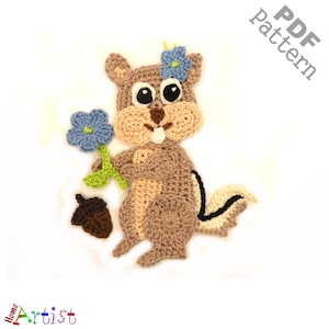 Crochet Pattern Chipmunk Applique US Version Instant PDF Download - Etsy