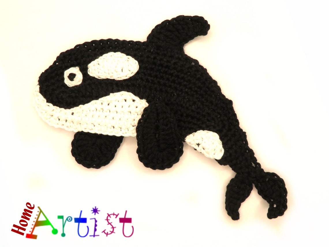 Orca Whale Crochet Applique Customize With Free Color Choice - Etsy
