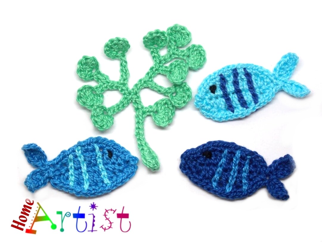 Fish Set Crochet Applique Customize With Free Color Choice Parche Patch ...