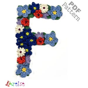 Flower Crochet Letter F Applique Pattern PDF Download ENG - Etsy Australia