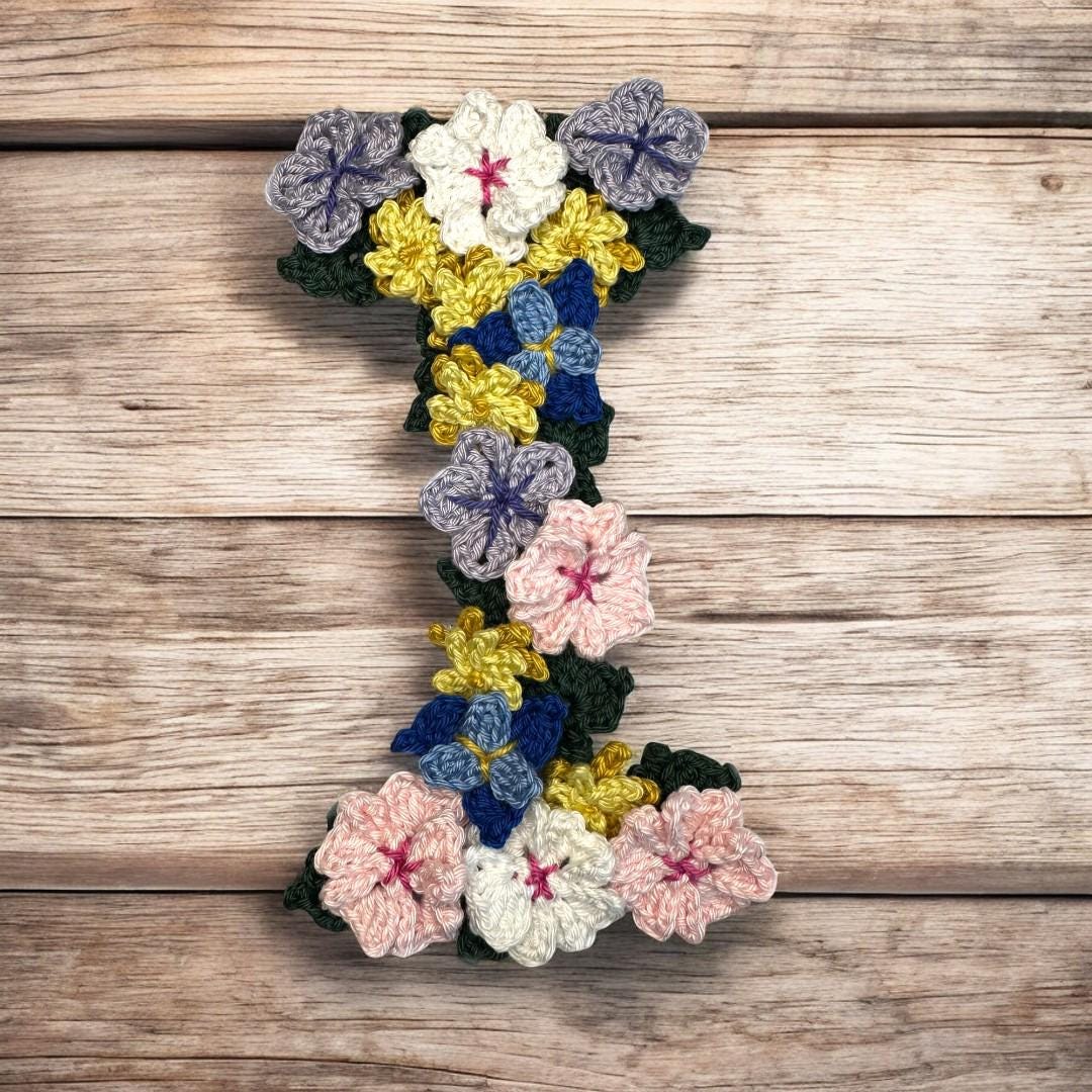 Crochet Floral Letter I Applique Pattern: Iris, Ivy, Impatiens PDF ...