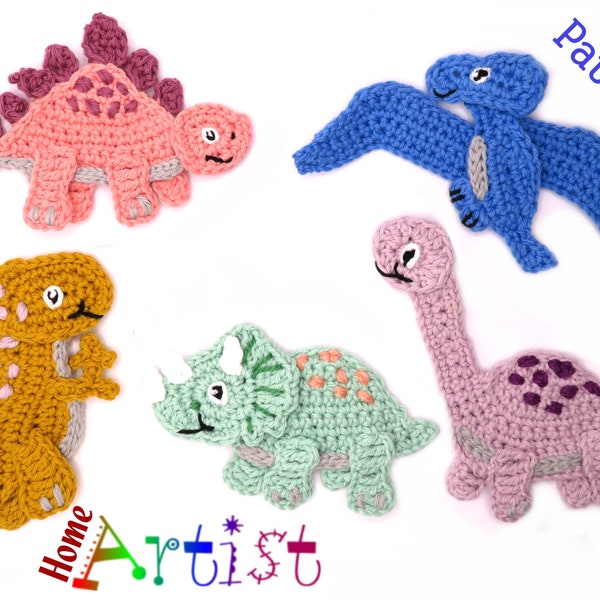 Crochet Dinosaur Applique - Etsy