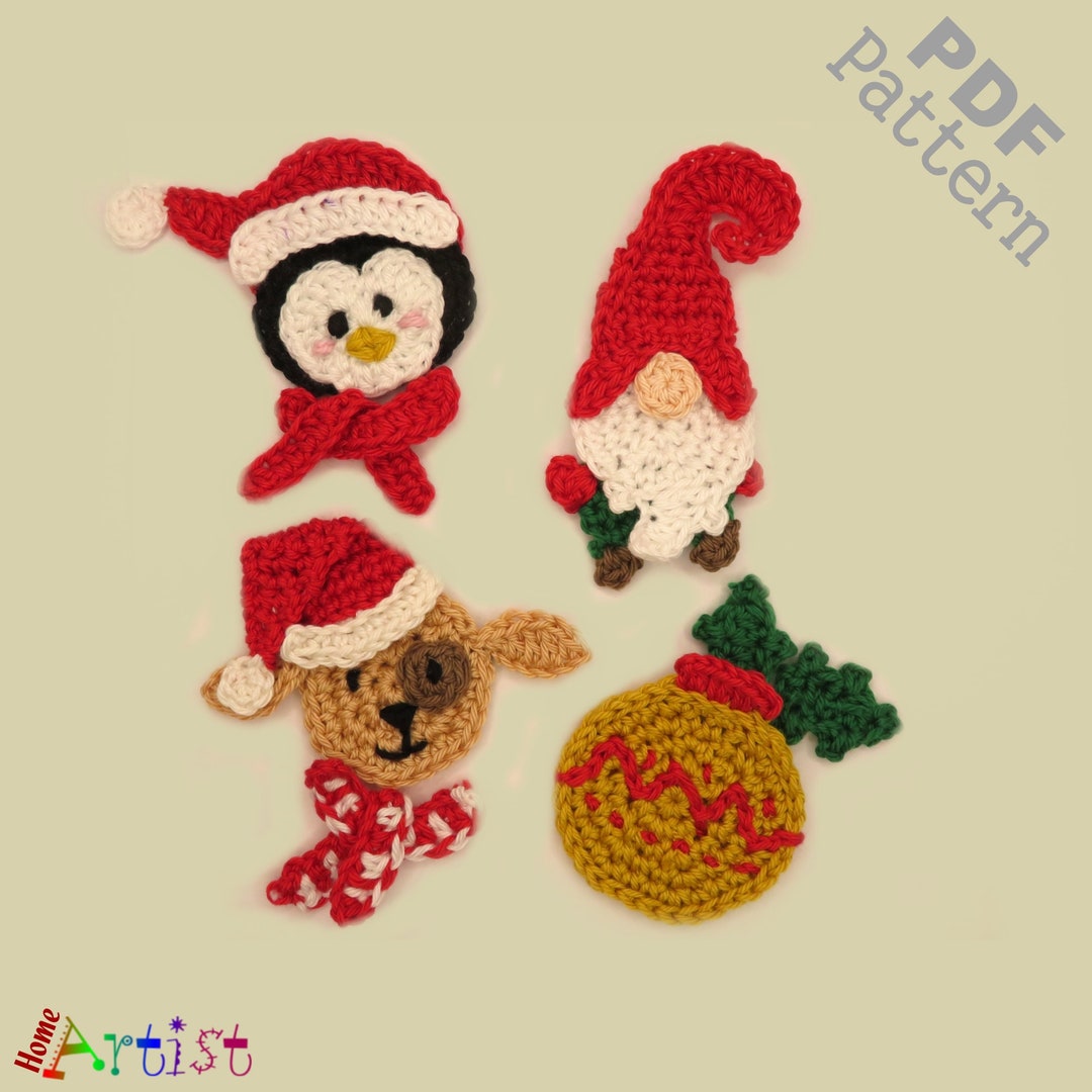 Christmas Crochet Applique Pattern Holiday Baby Blanket Decor Ornament ...