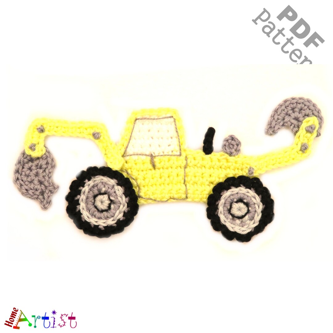 Crochet Pattern Backhoe Applique Patch US Version Instant PDF Download ...