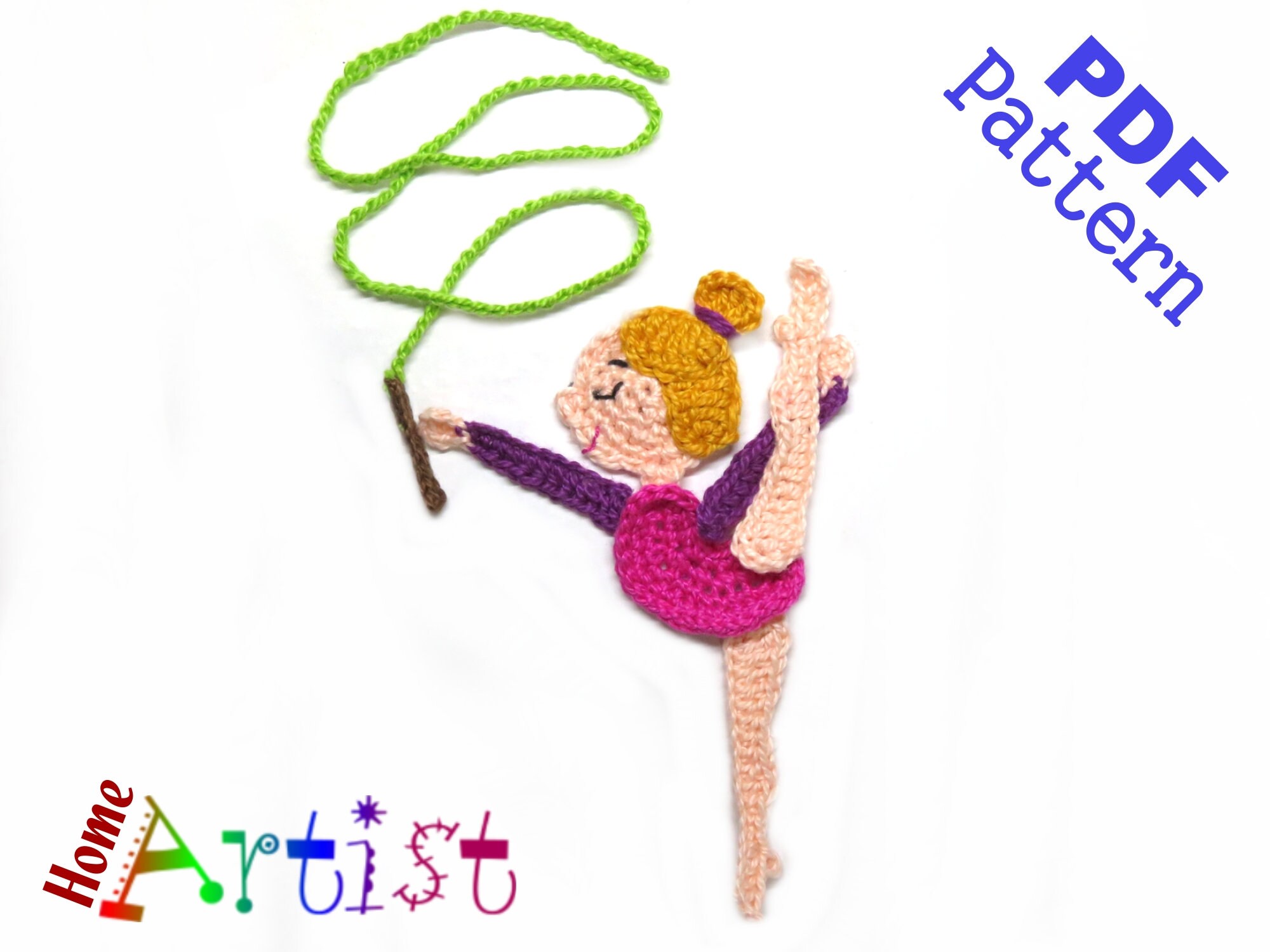 Crochet Pattern Gymnastic Rhythmic 6 Applique US Version Instant PDF ...