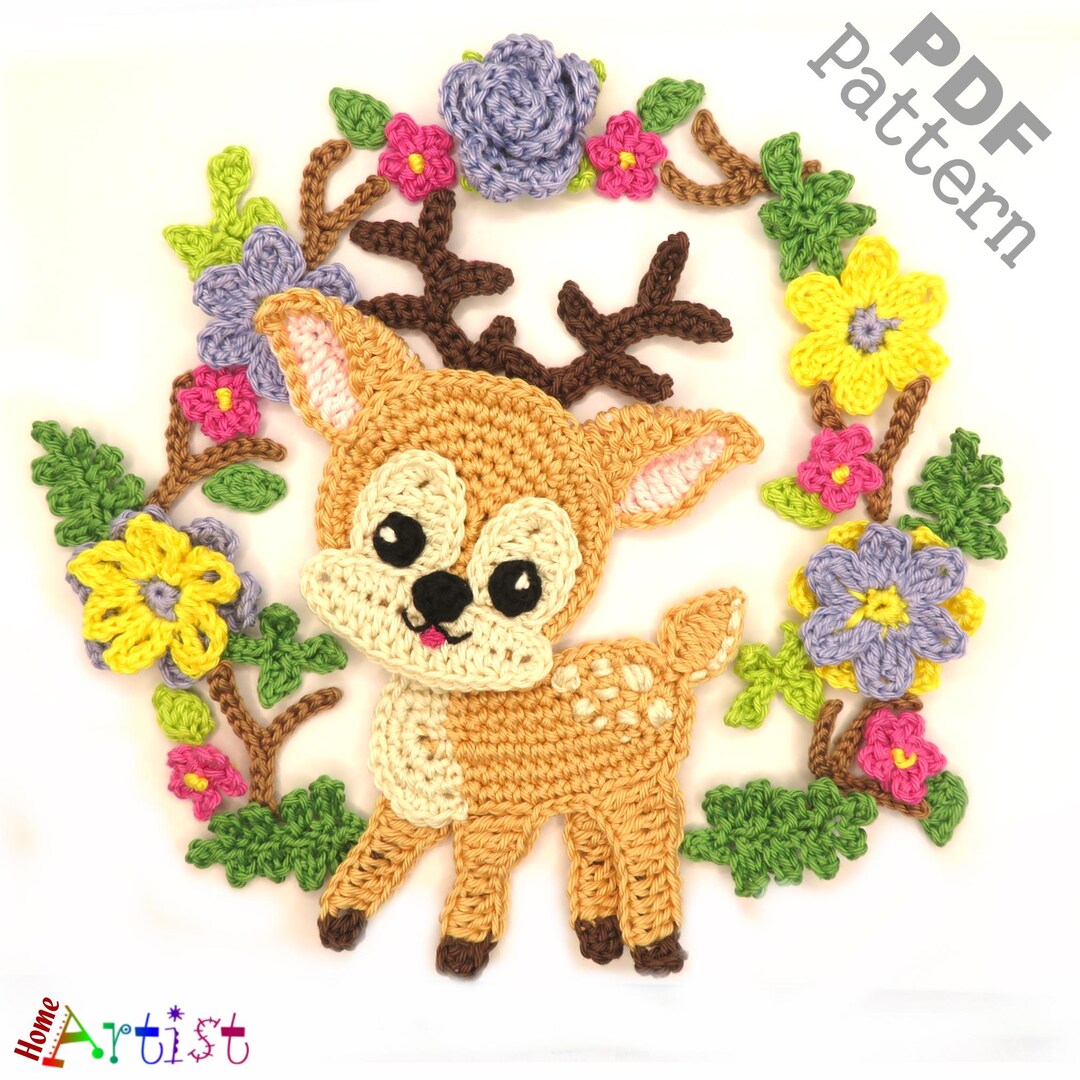 Crochet Pattern Deer Baby Fawn Applique Patch US Version Instant PDF ...