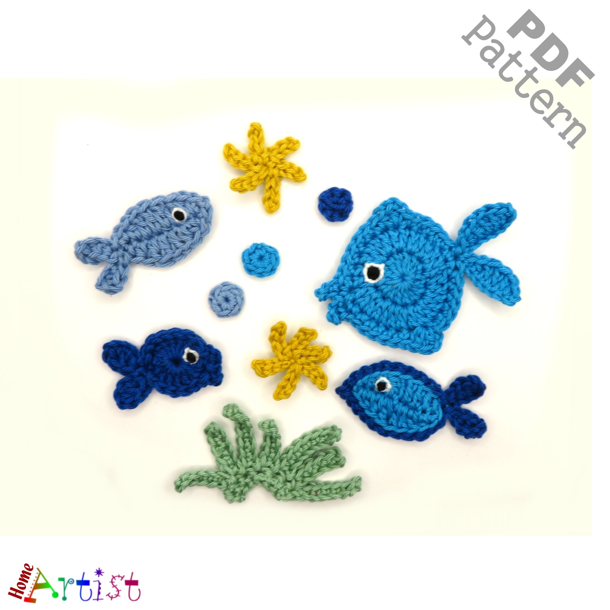 Crochet Pattern Fish Applique Patch US Version Instant PDF Download - Etsy