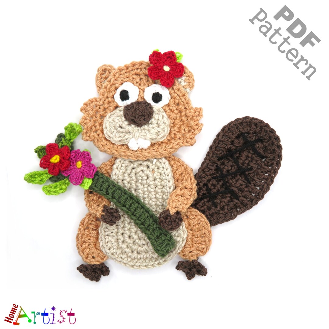 Crochet Pattern Beaver Applique Patch US Version Instant PDF Download ...