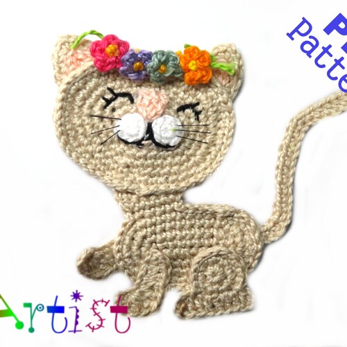 Crochet Applique Cat Pattern PDF Diy Craft Instant Download - Etsy