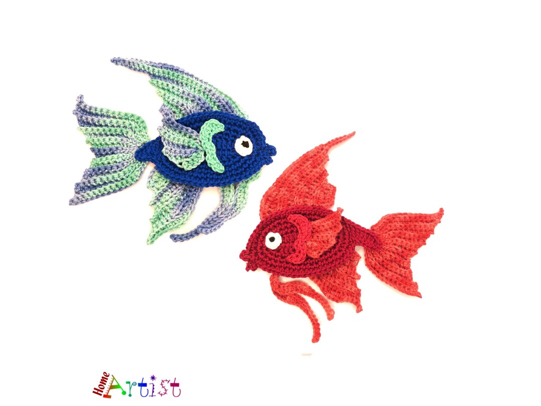 Crochet Pattern Fantail Betta Fish 3 Applique Patch US Version Instant ...
