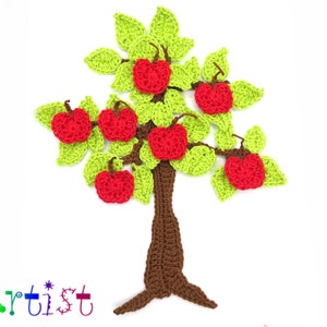 Crochet Pattern Tree Apple Bird Ladybug Butterfly Applique Patch US ...