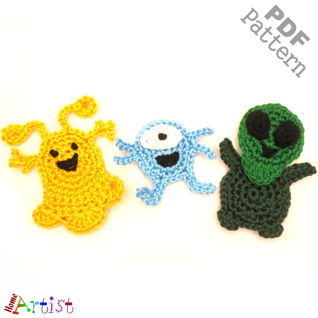 Crochet Pattern Alien Applique Patch US Version Instant PDF Download - Etsy