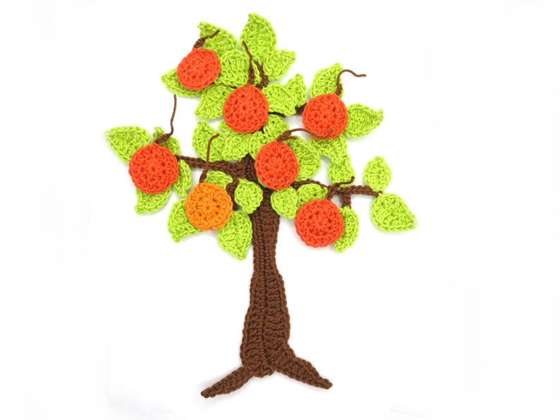 Crochet Pattern Tree Apple Bird Ladybug Butterfly Applique Patch US ...