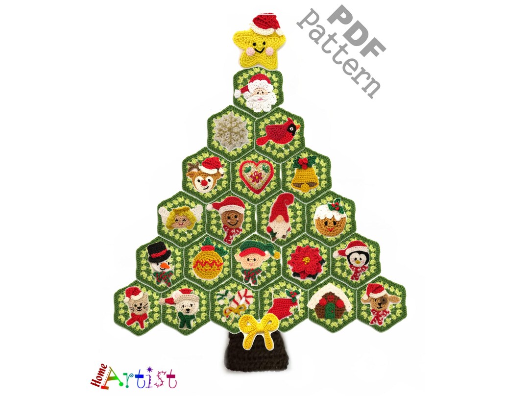 24 Christmas Advenz Kalender Applique Crochet Patterns Trees Santa ...