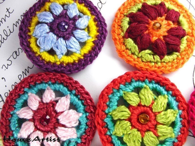 Crochet Applique Embellishments Buttons - Etsy