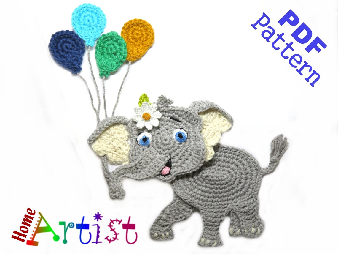 Crochet Pattern Elephant and Balloons Instant PDF Download - Etsy