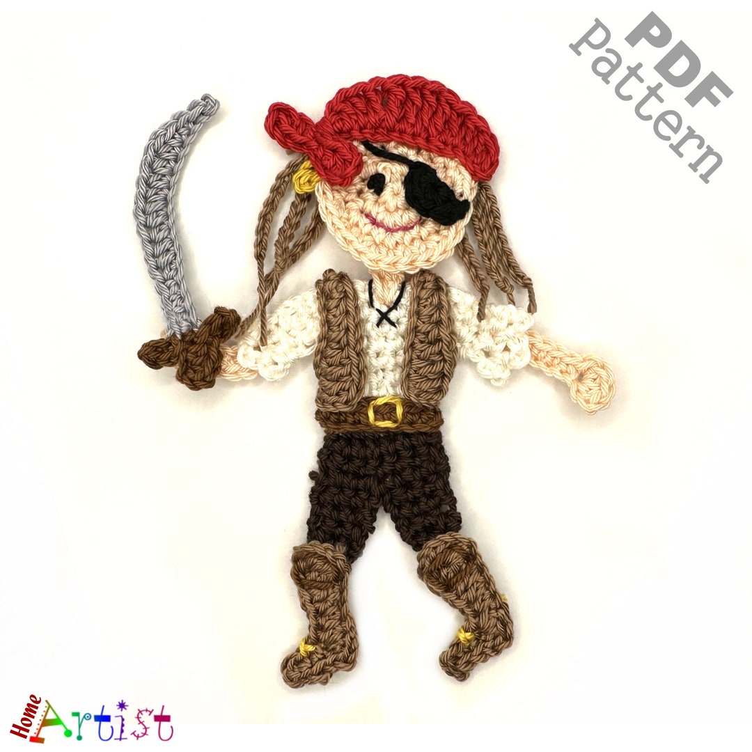 Crochet Pattern Pirate 2 Applique Patch US Version Instant PDF Download ...