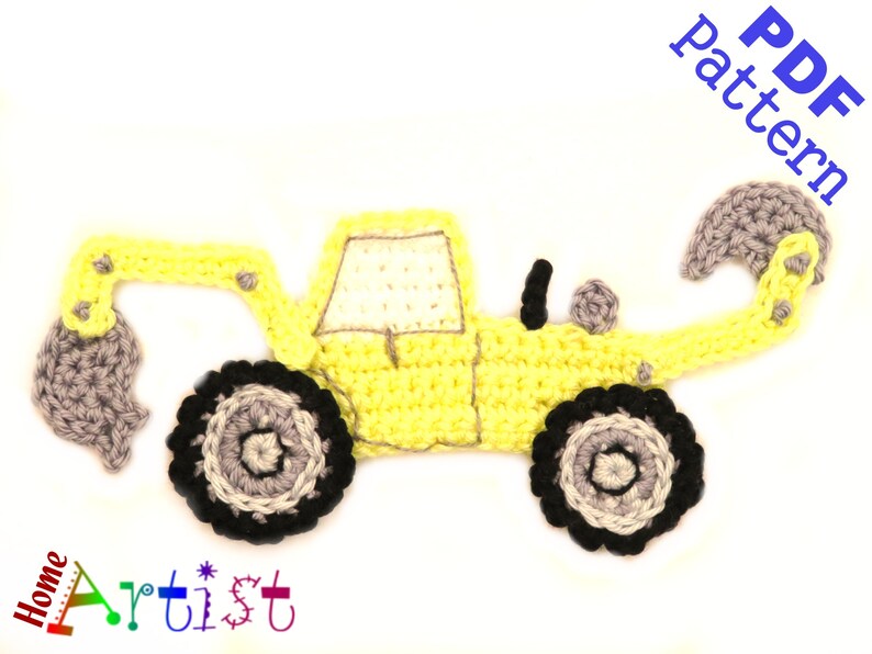 Crochet Pattern Backhoe Applique Patch US Version Instant PDF Download ...