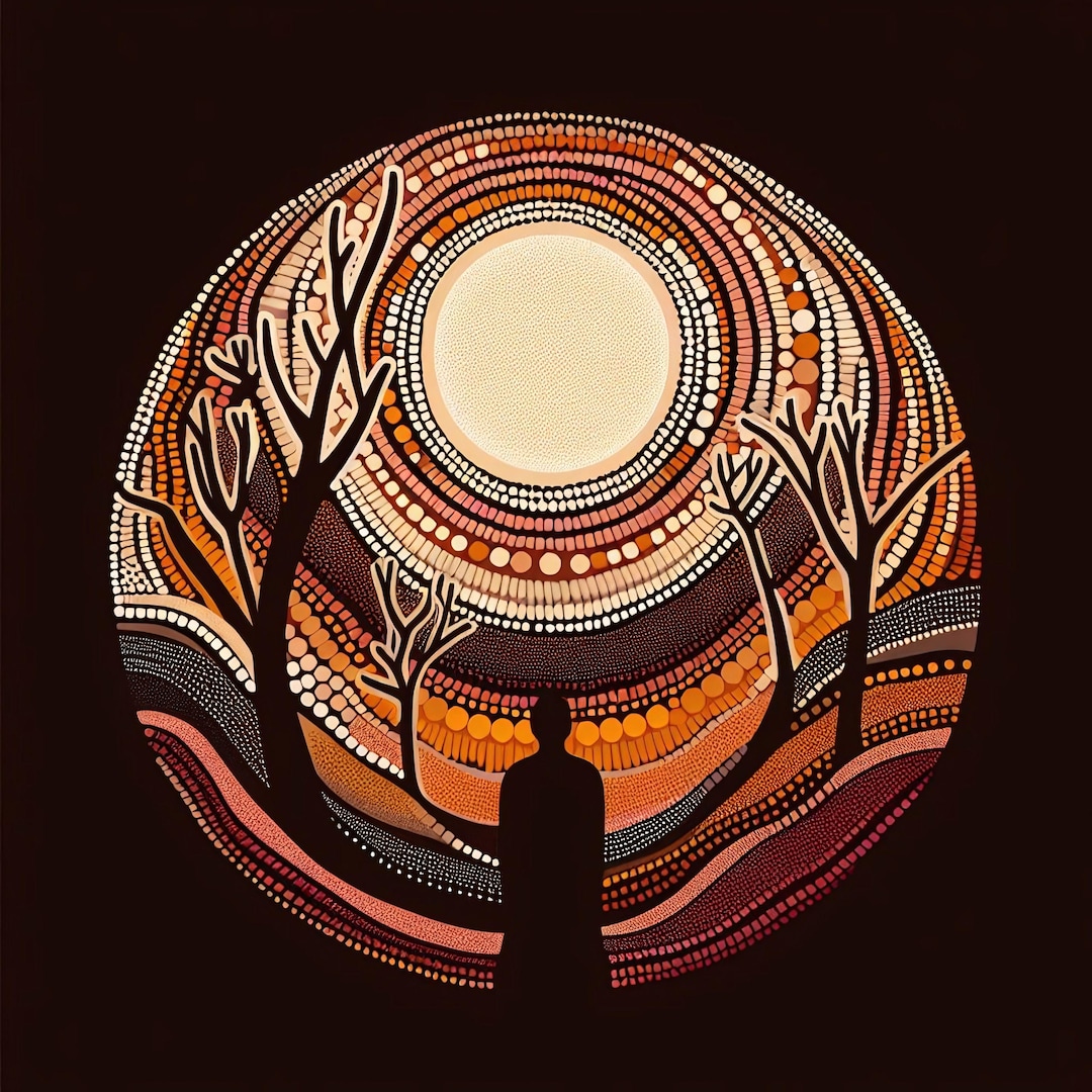 Circular Aboriginal Inspired Dot Art | Square Ratio | Spiritual Home ...