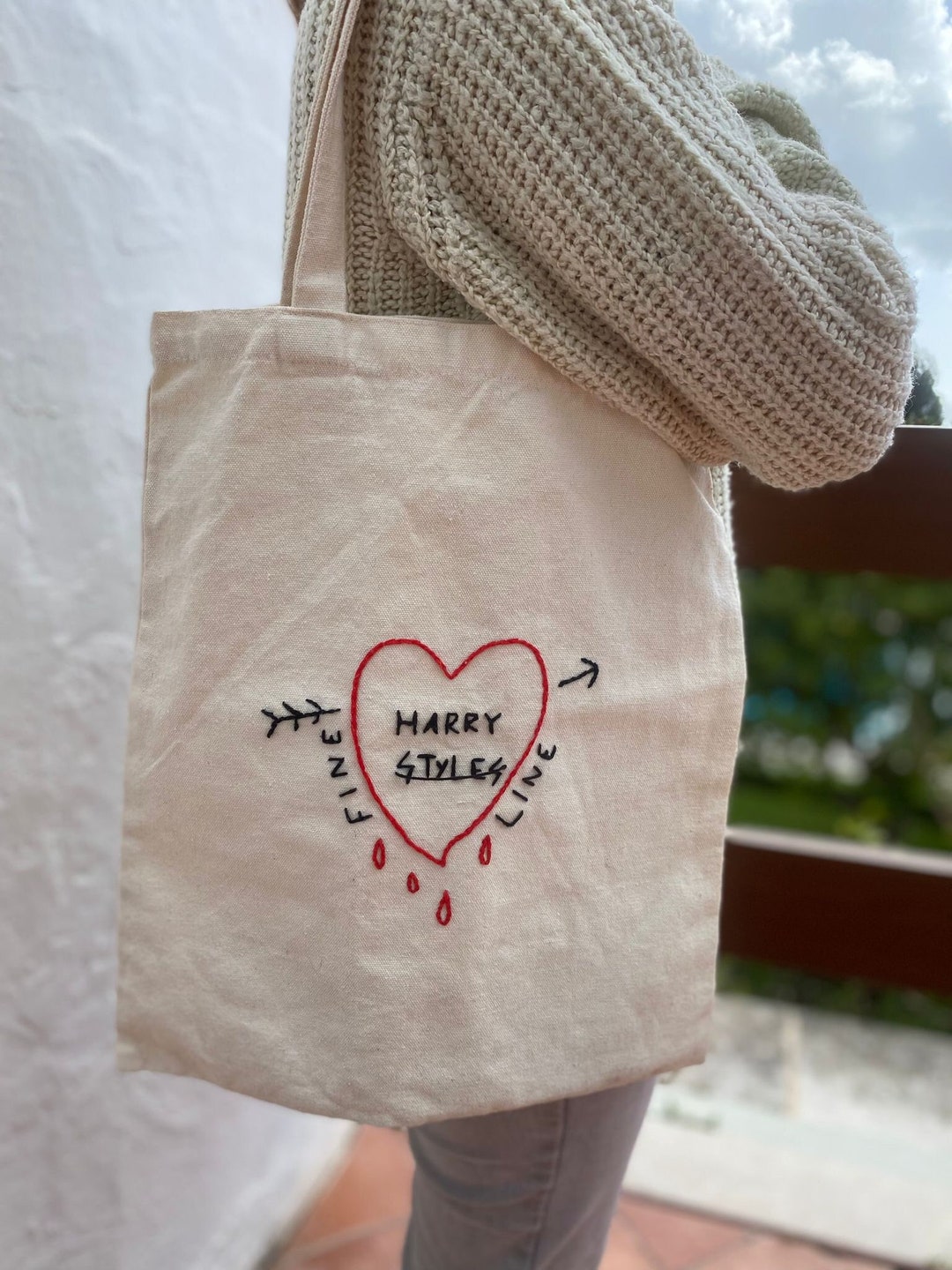 Harry Styles Bag, HS, Handmade Bag, Embroidery, Fine Line - Etsy