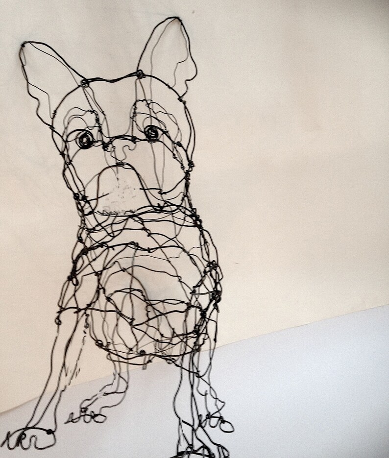 French Bulldog Puppy-wire Drawing Sculpture Art - Etsy