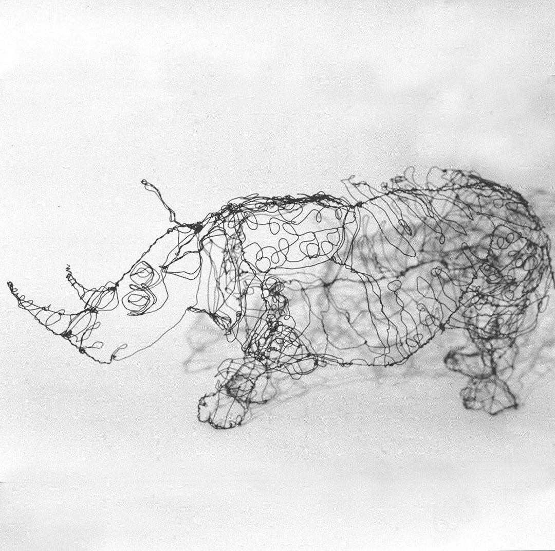 Black Rhinoceros-wire Drawing Sculpture - Etsy