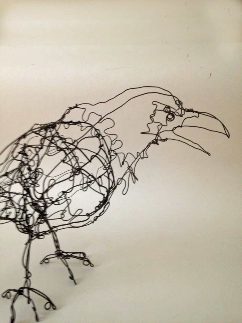Standing Black Raven-wire Drawing Sculpture Art - Etsy