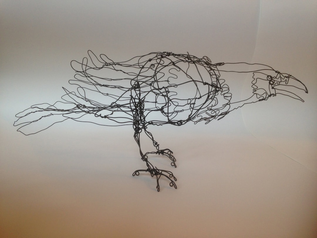Standing Black Raven-wire Drawing Sculpture Art - Etsy