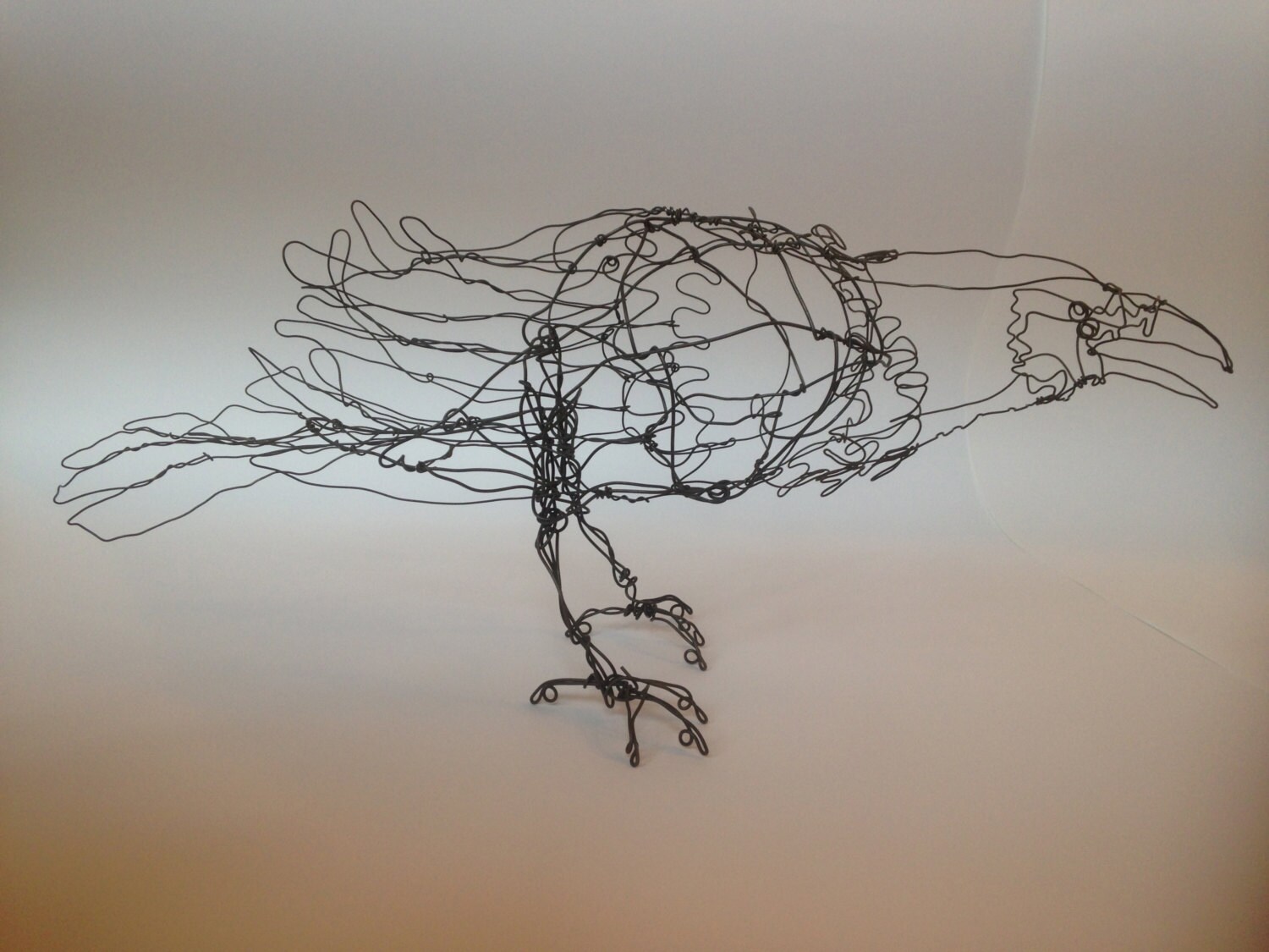Standing Black Raven-wire Drawing Sculpture Art - Etsy